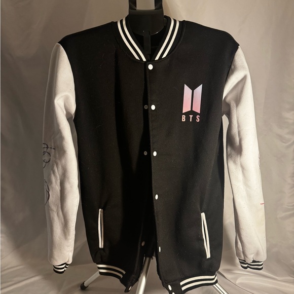 Bts | Jackets & Coats | Bts Black And White Varsity Jacket | Poshmark